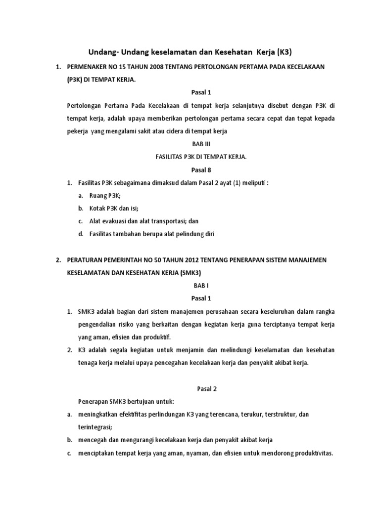Undang-Undang K3 | PDF