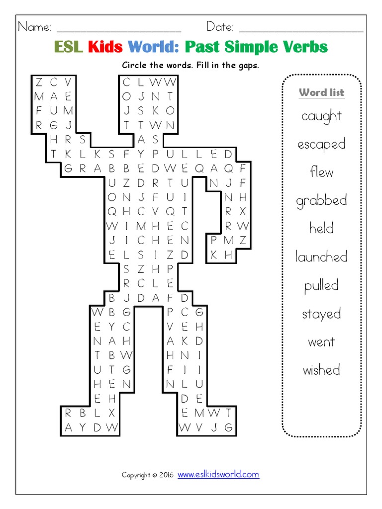 Past Simple Wordsearch | PDF