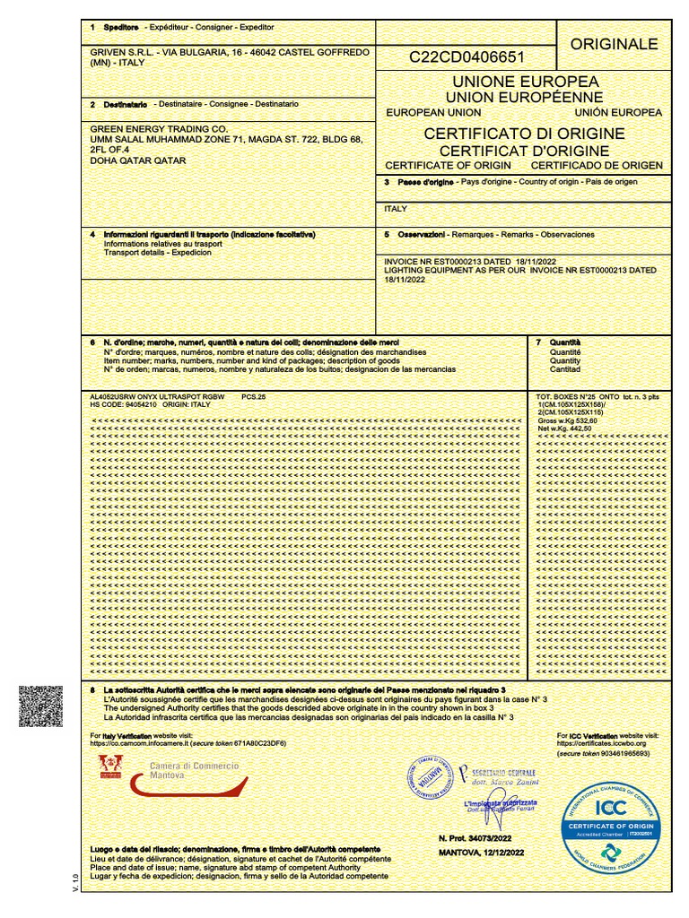 MN M22C07Q1106 Certificato 1 | PDF