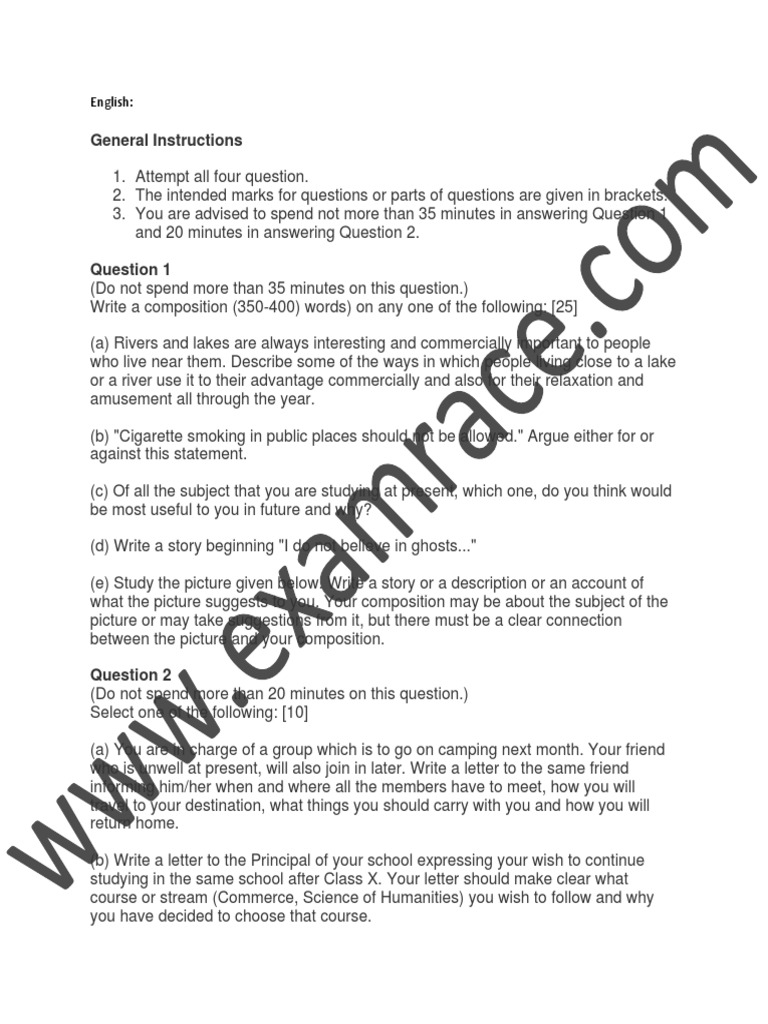 ICSE Class 10 English 1999 PDF | PDF | Beaver | Question