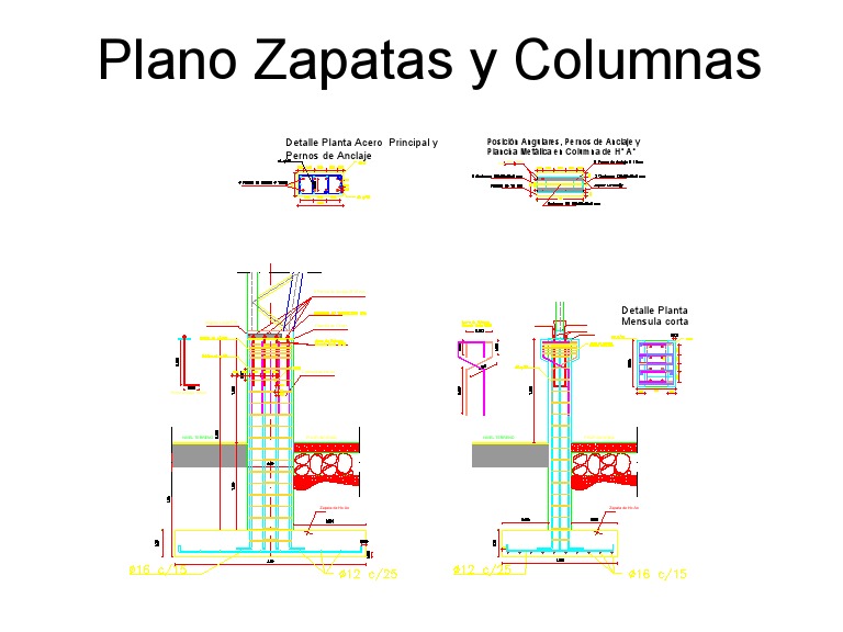 Planos Columnas y Zapatas | PDF | Ingeniería mecánica | Unión