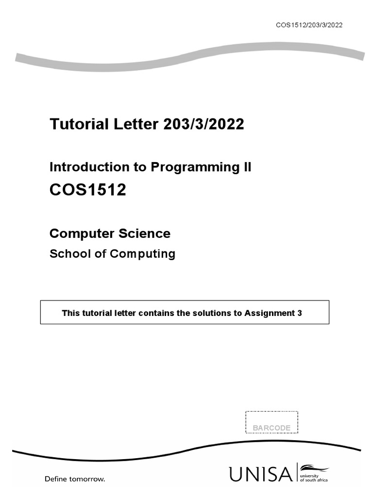 Cos1512 203 3 2022 | PDF | Class (Computer Programming) | Programming