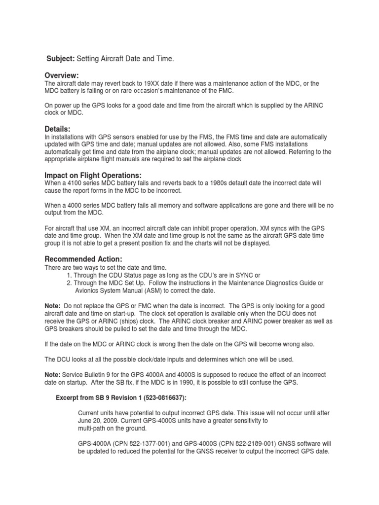 Setting Aircraft Date and Time | PDF | Global Positioning System ...