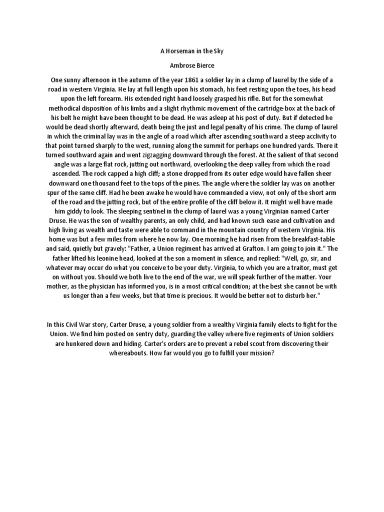 A Horseman in the Sky: Duty and Sacrifice | PDF | History | Mystery ...