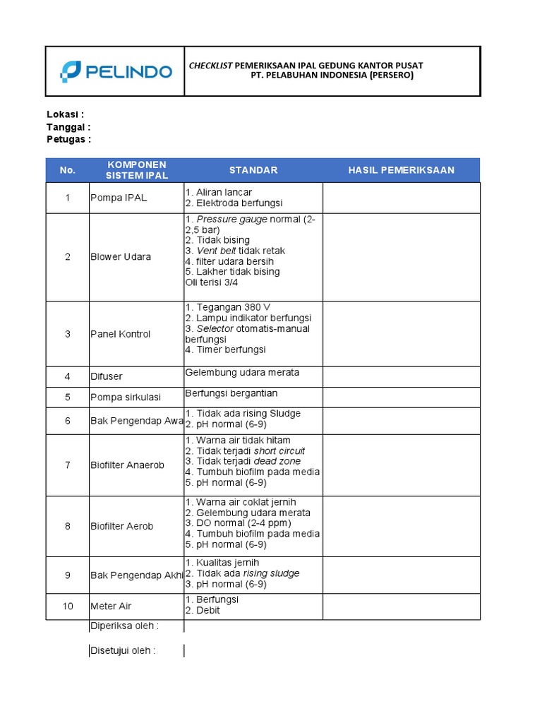 Form Checklist IPAL | PDF