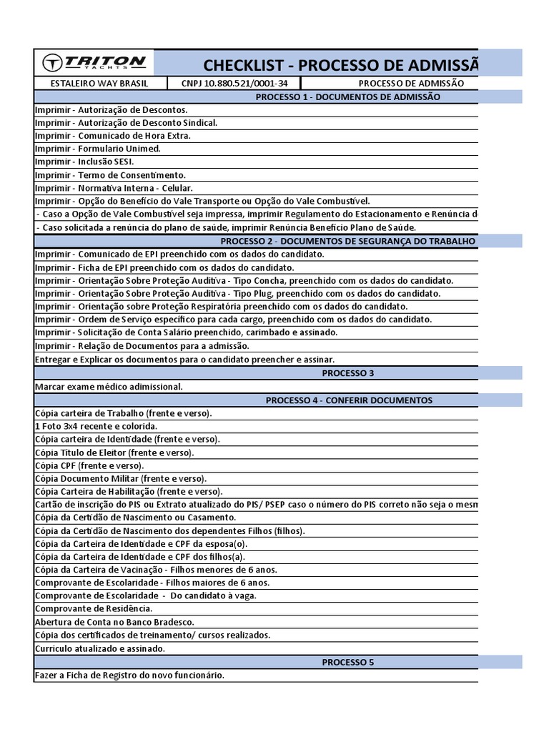 Checklist de Admissão | PDF | Gestão de recursos humanos | Carteira de ...
