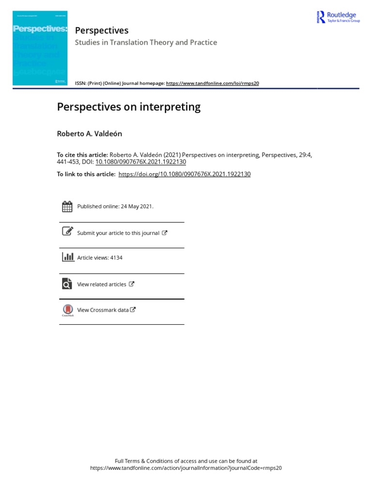 Perspectives On Interpreting | PDF | Language Interpretation | Translations