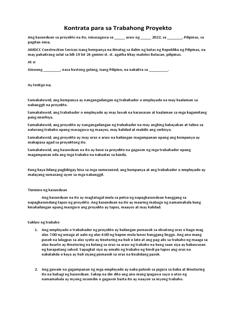 Contract For Technician | PDF