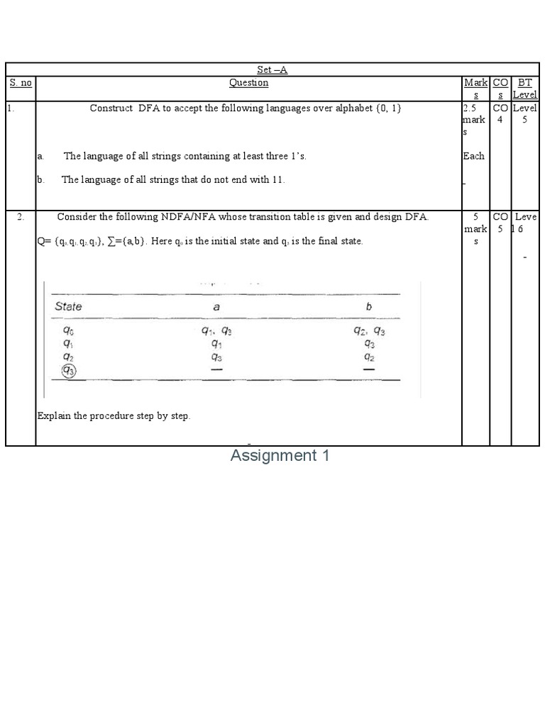 TOC Assignment1 | PDF | Formal Methods | Computing