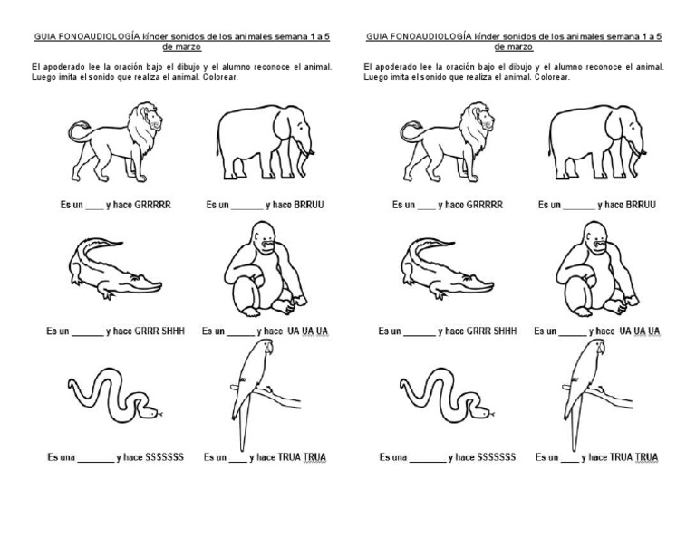 Guía de Sonidos Animales para Kínder | PDF | Artes del Lenguaje y ...