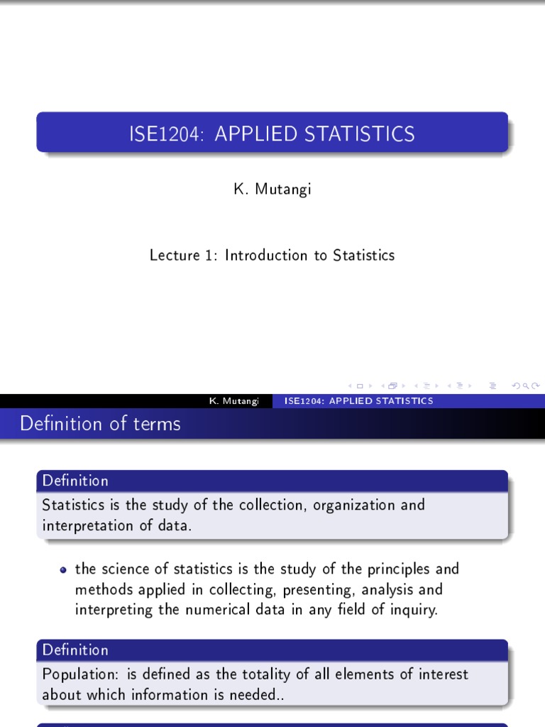 ISE1204 Lecture1-1 | PDF | Level Of Measurement | Statistics