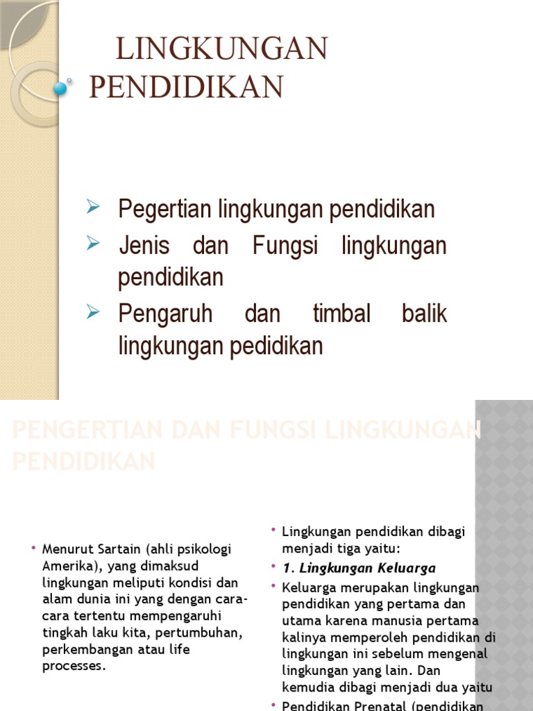 Power Point Lingkungan Pendidikan | PDF