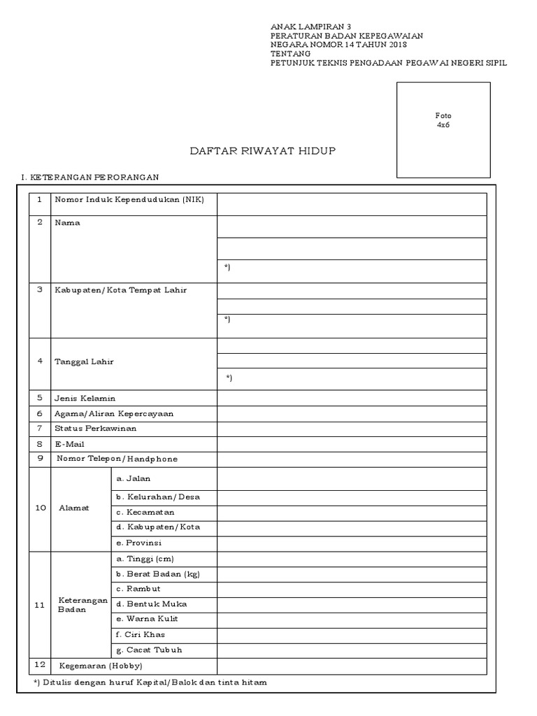 Contoh Riwayat Hidup Pns. | PDF