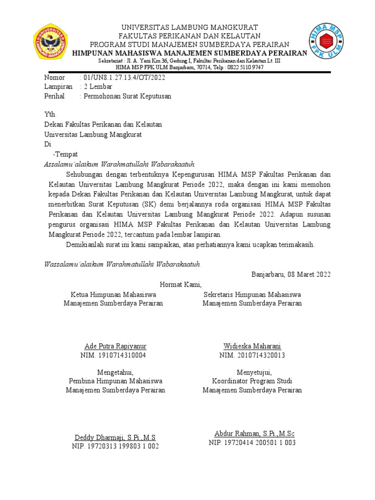 00 Permohonan SK HIMA | PDF