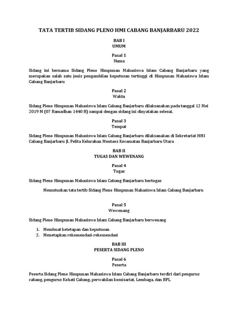 Word. Tata Tertib Sidang Pleno | PDF