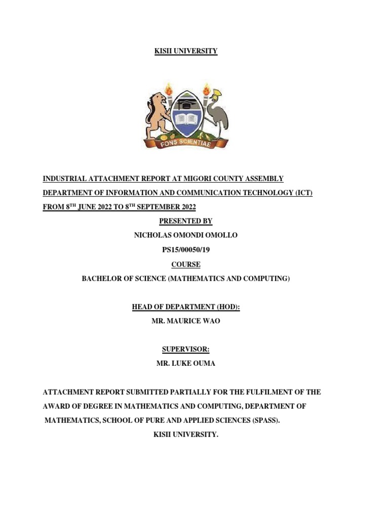 Industrial Attachment Report: Migori County | PDF | Information ...