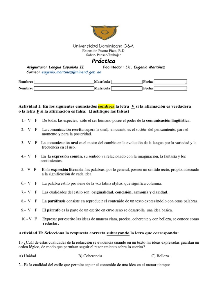 Practica Espanol II | PDF | Cuentos | Comunicación
