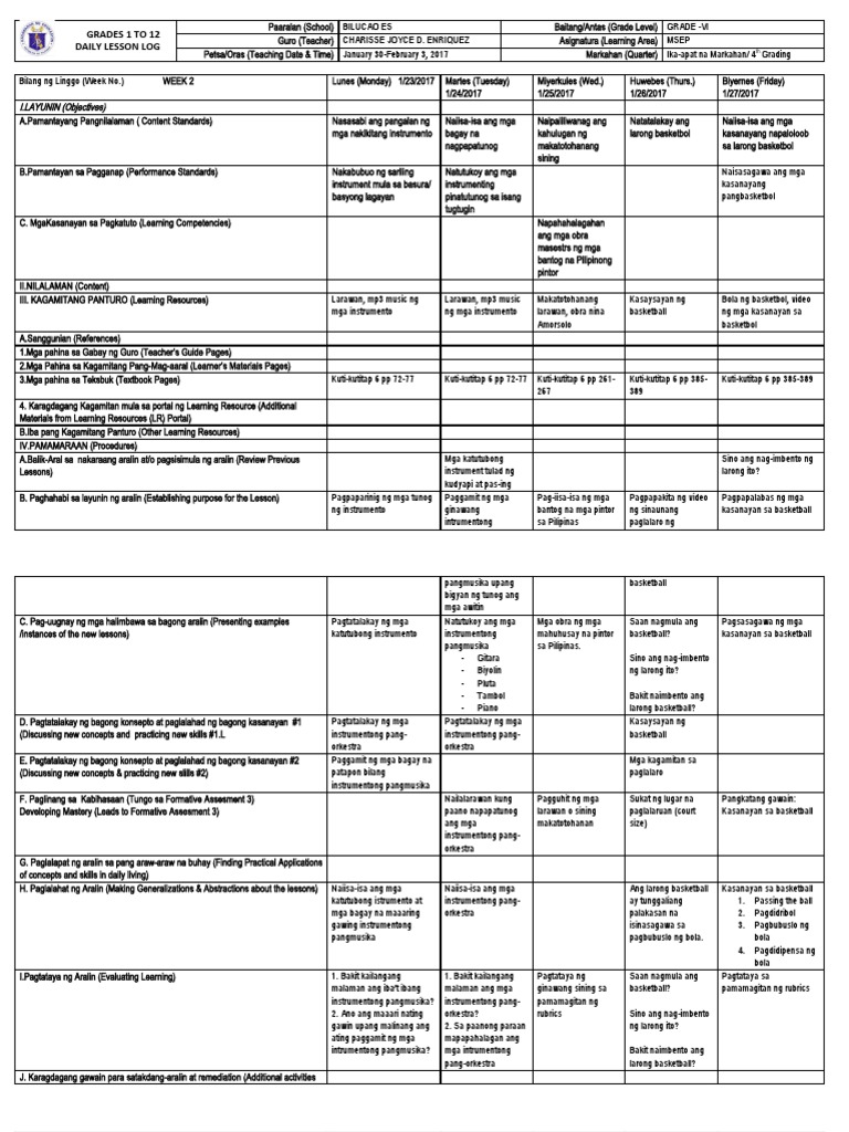 DLL - Msep 6 - Q4 - W2 | PDF