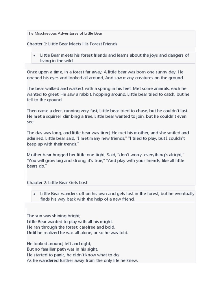 The Mischievous Adventures of Little Bear | PDF | Bears | Honey