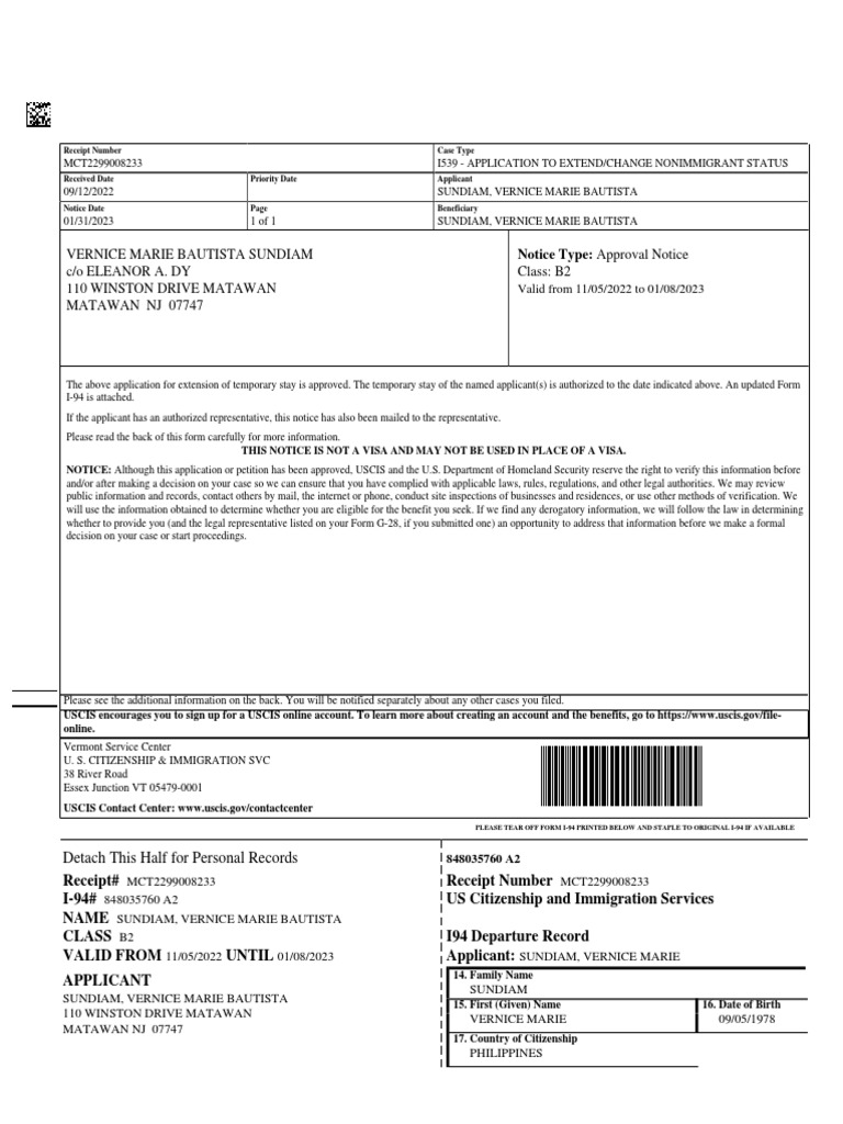 Approval Notice PDF | PDF | United States Citizenship And Immigration ...