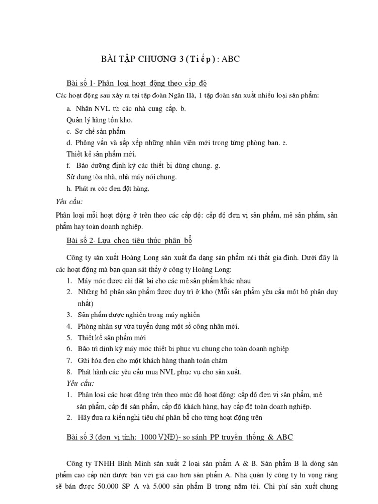 Bai Tap Chuong 3 (Cont) - ABC | PDF