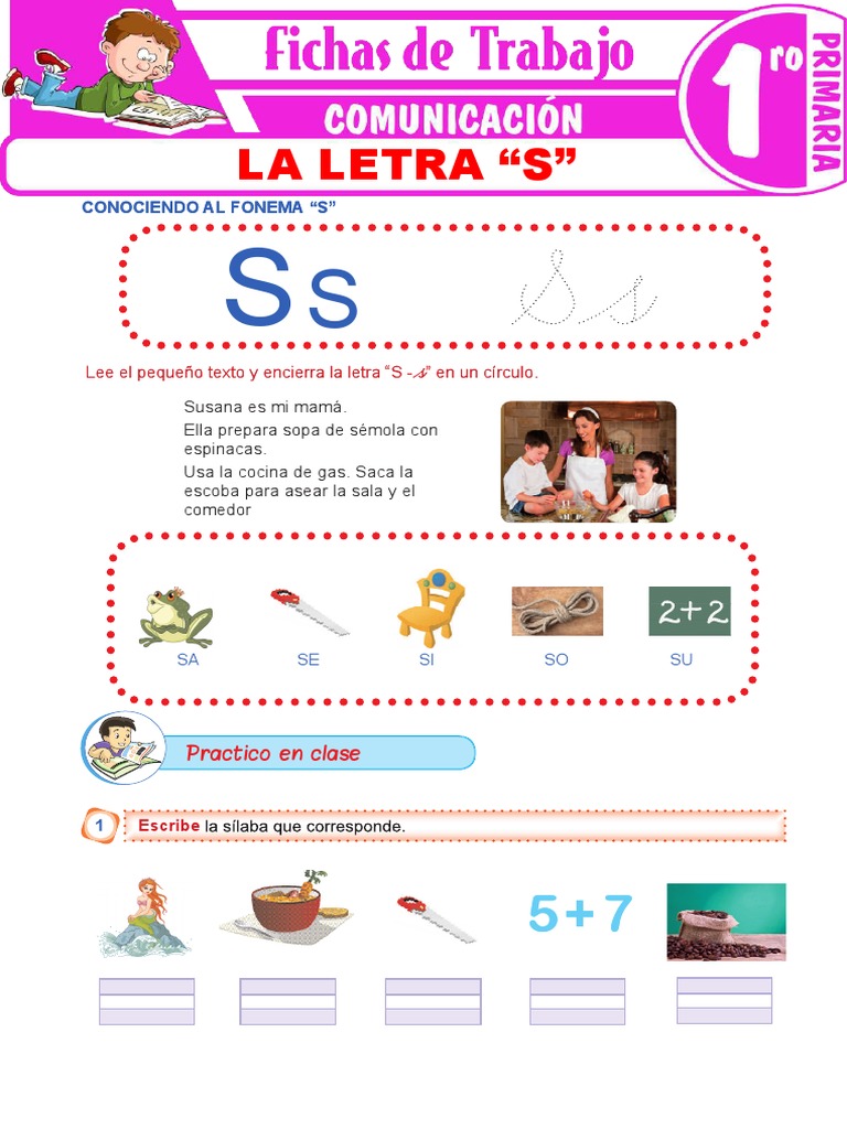 La Letra "S" para Primer Grado de Pimaria PDF | PDF