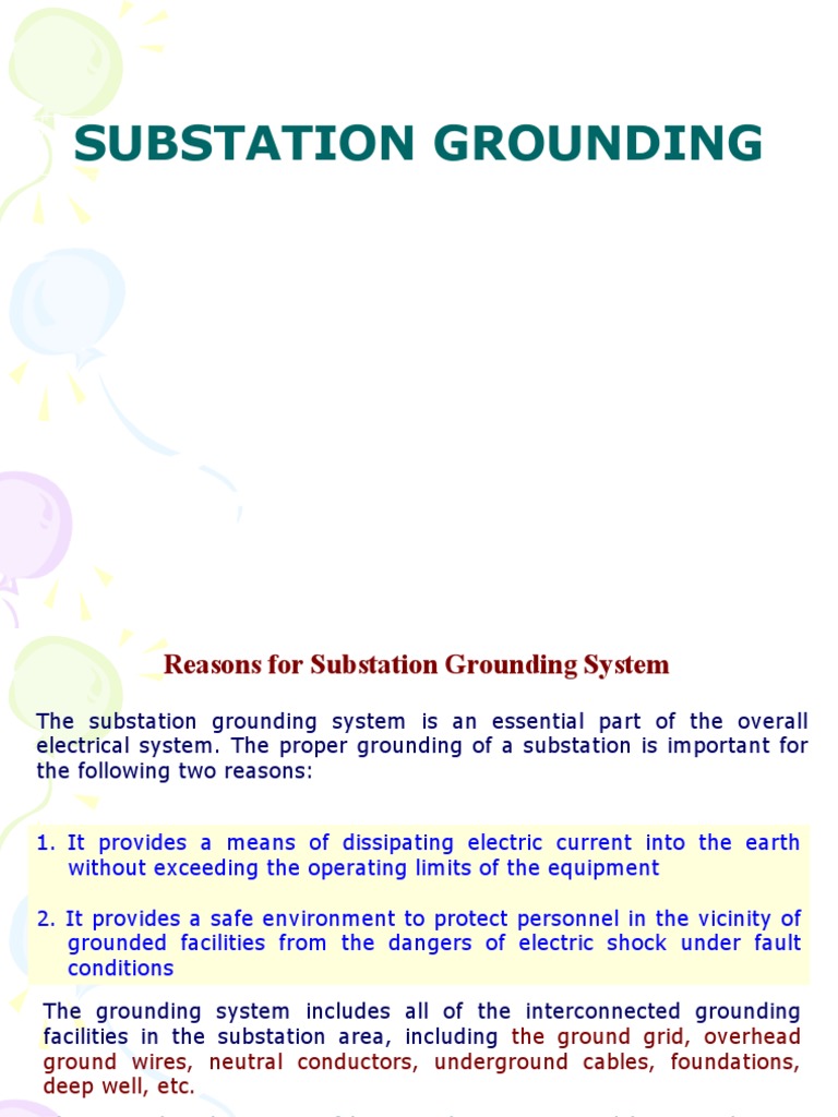 Substation Grounding System Overview | PDF | Electrical Substation ...