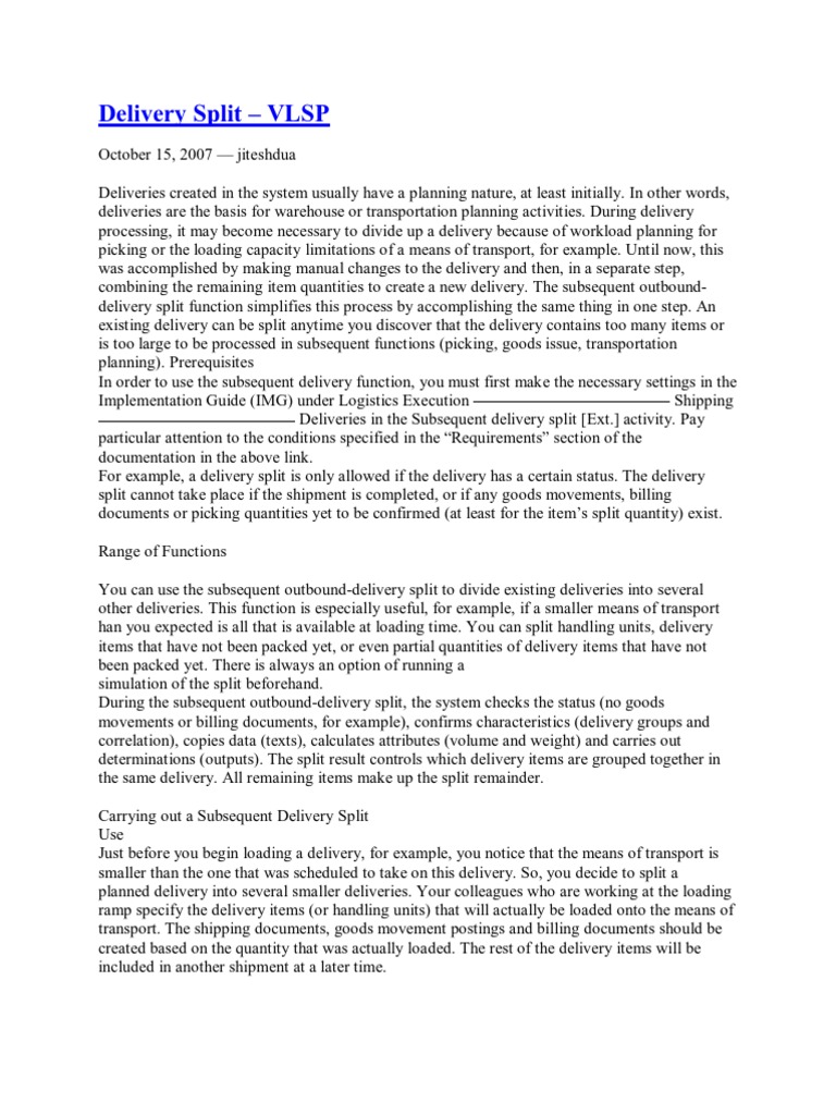 Delivery Split | PDF | Business