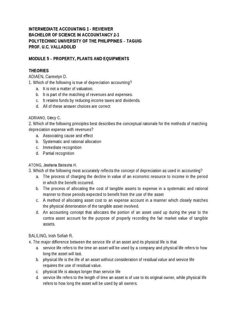 IntAcc Reviewer - Module 5 (PPE) | PDF | Depreciation | Book Value