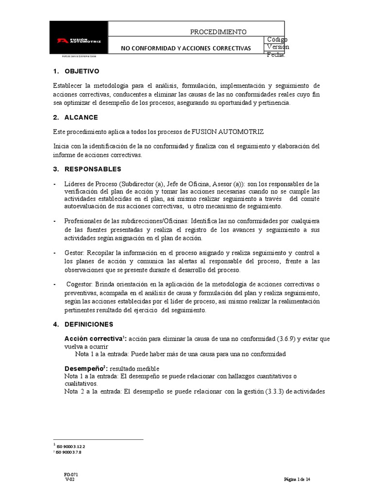 PR-051 No Conformidades y Acciones Correctivas | PDF | Iso 9000