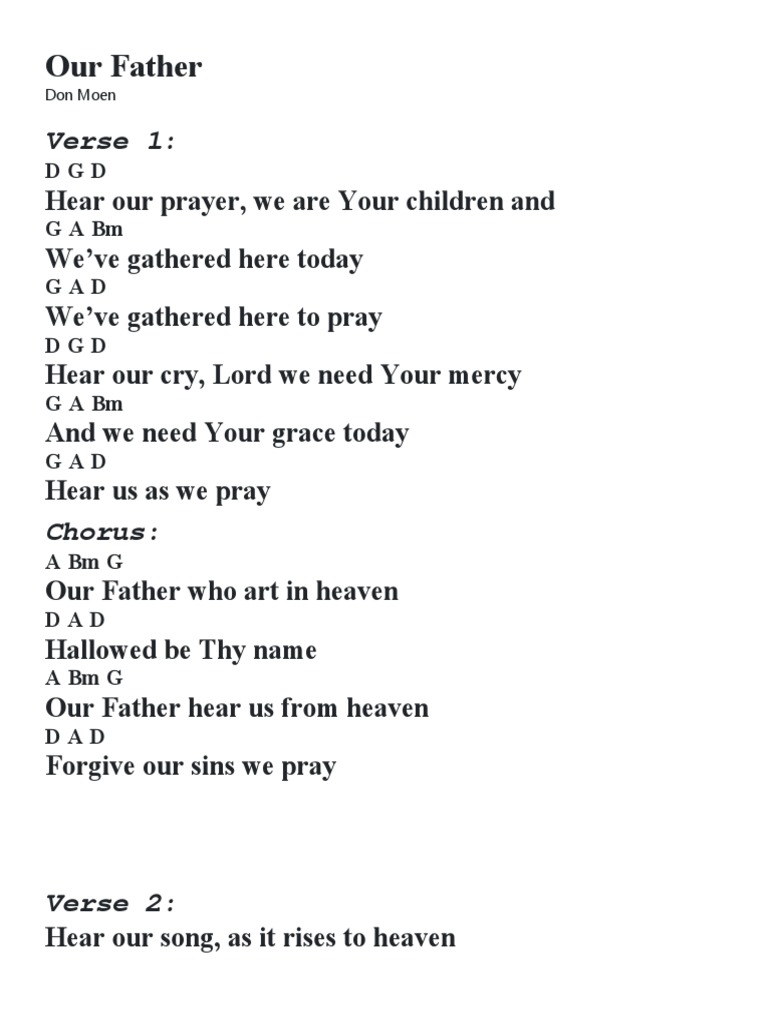 Our Father Lyrics by Don Moen | PDF