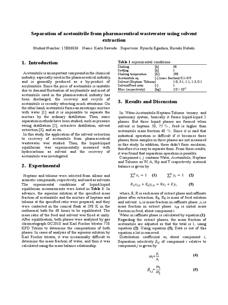 ACN-Water 3 PDF | PDF | Distillation | Phase (Matter)