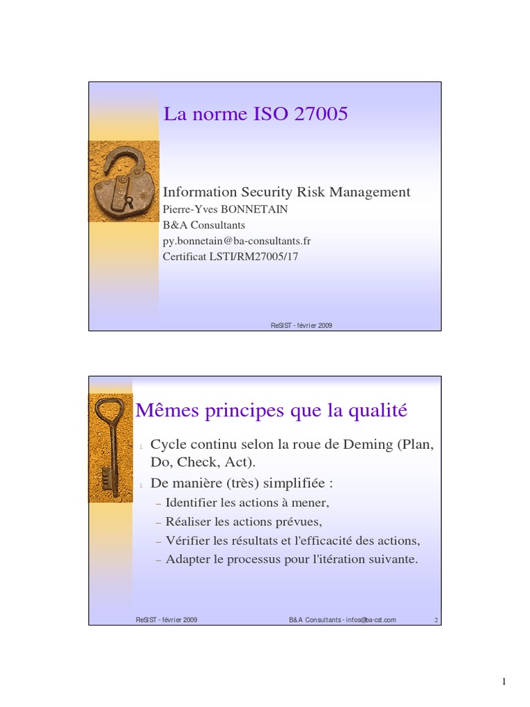 ISO 27005 : Gestion des Risques Sécurité | PDF | Risque | Sécurité des systèmes d'information