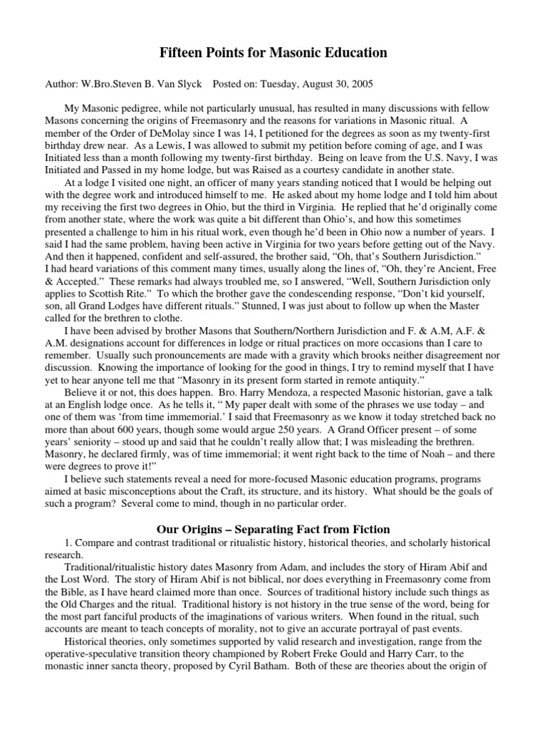 Masonic Education: Key Insights and Goals | PDF | Freemasonry | Masonic ...