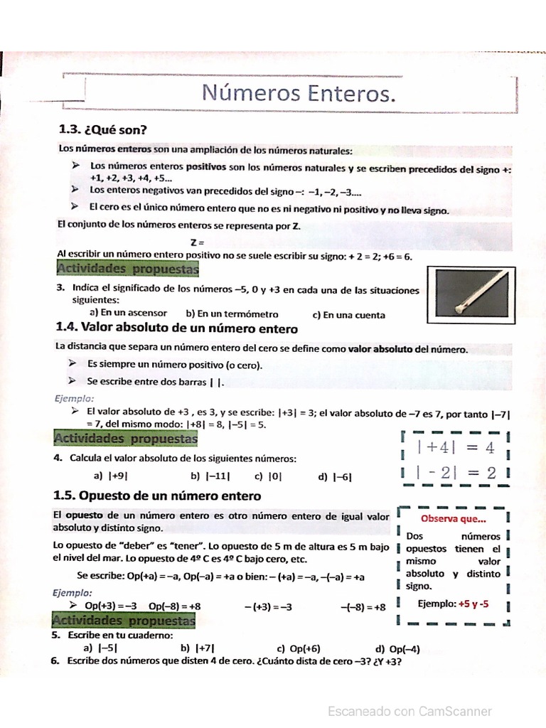 Numeros Enteros 1 Pdf Pdf