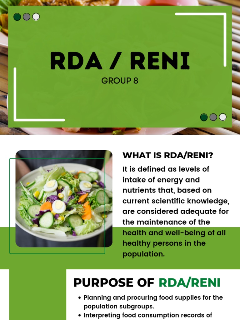 Understanding RDA and RENI Guidelines | PDF | Nutrients | Calorie