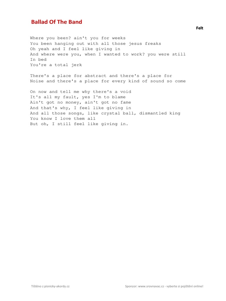 Ballad of The Band PDF | PDF