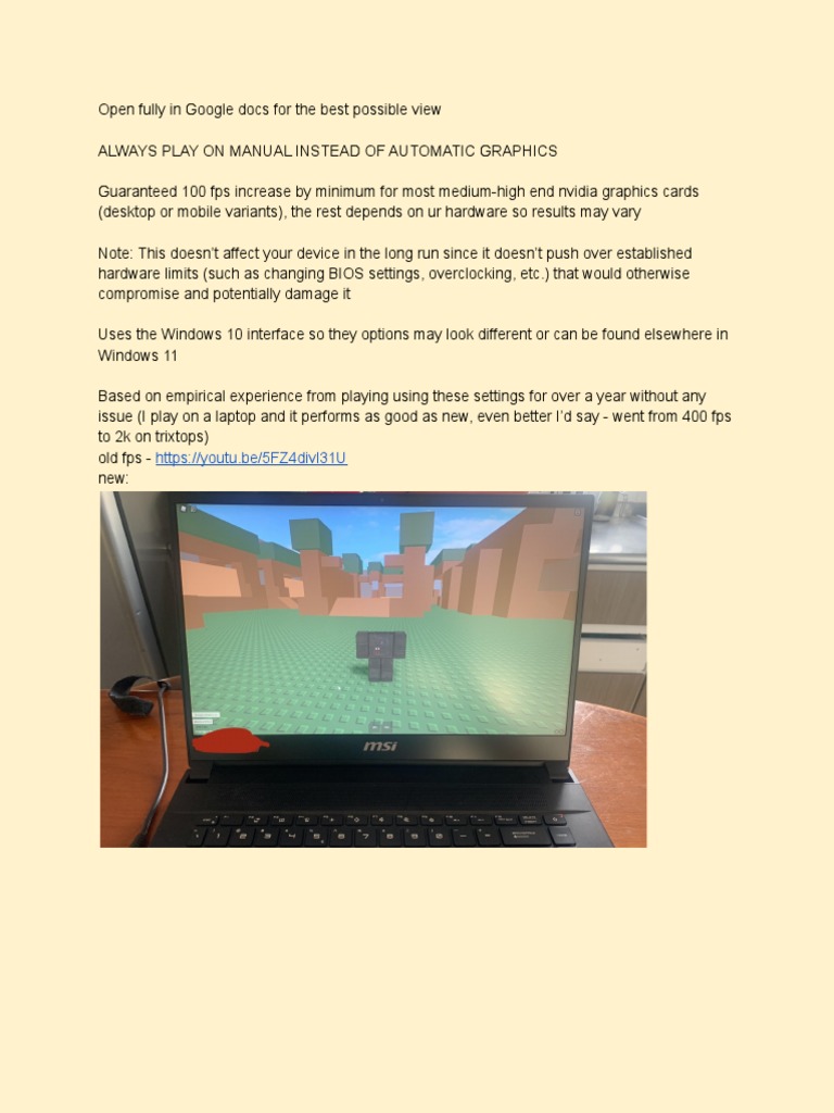 12ekts Basic Optimizations For Roblox and More Fps XD Reduce Latency Nvidia 3d Settings and ...