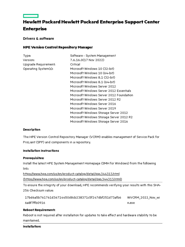 HPE Version Control Repository Manager - HPE Support | PDF | Microsoft ...