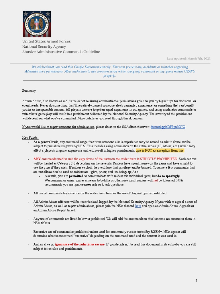 V12 Abusive Admin Commands Guideline USAF | PDF | National Security Agency