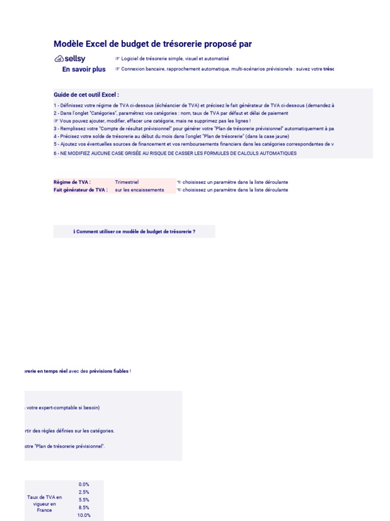 Modèle Excel de budget de trésorerie | PDF