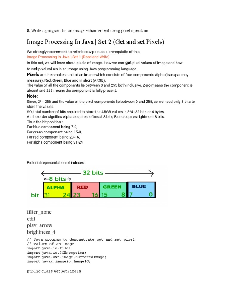 Image Processing in Java - Set 2 (Get and Set Pixels) : Write A Program For An Image Enhancement ...