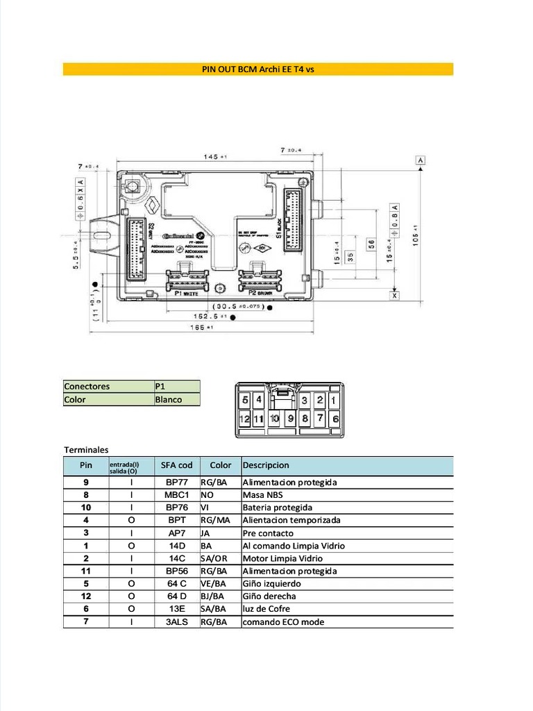 Pinout BCM T4 y Conectores Automotrices | PDF | Bienes manufacturados ...