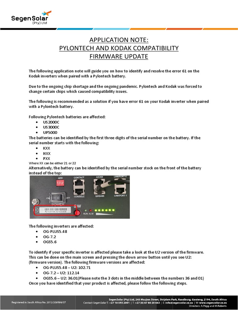 Fix Error 61: Pylontech-Kodak Update | PDF | Computer File | Usb