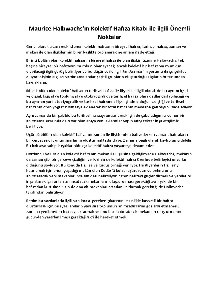 Maurice Halbwachs Kolektif Hafıza | PDF