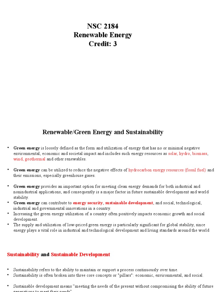 Lecture-1 2 Green Energy | PDF | Renewable Energy | Sustainable Energy