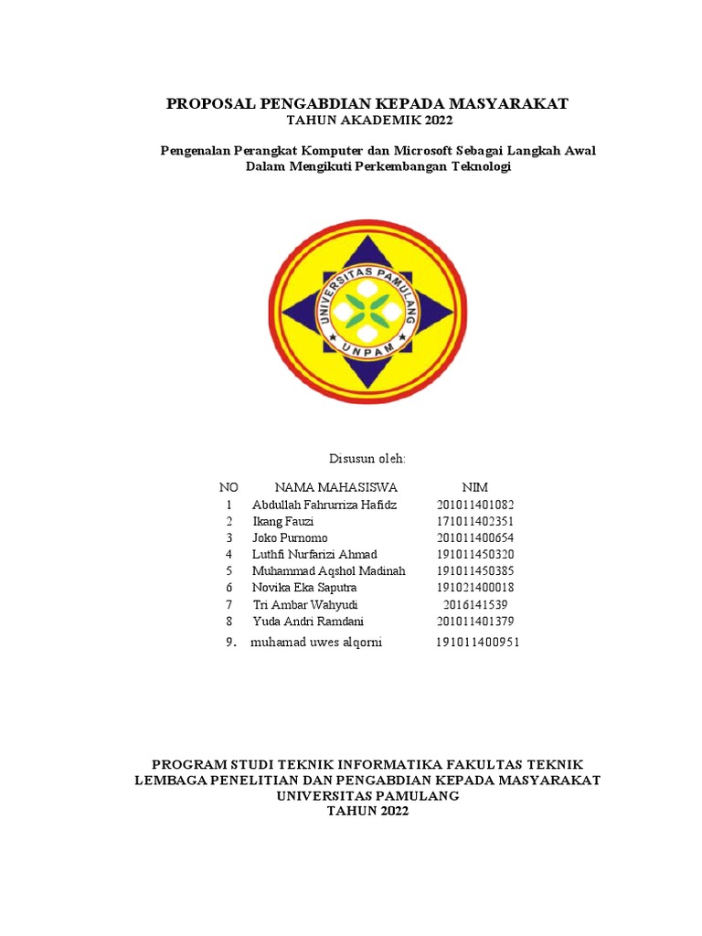 Proposal Pengabdian Kepada Masyarakat - Uwes | PDF