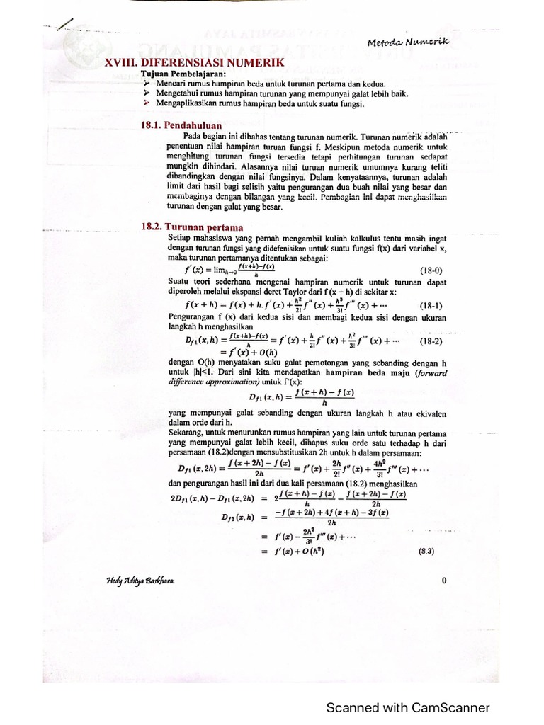 Diferensiasi Numerik PDF | PDF