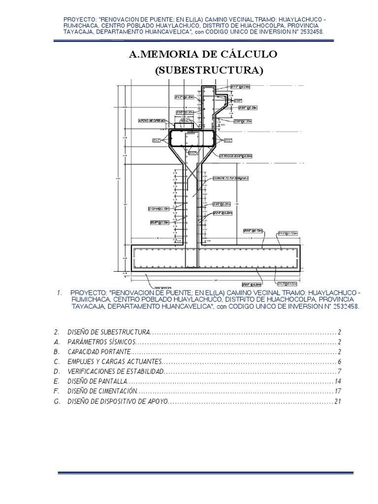 Memoria de Calculo Sub Estructura | PDF | Construyendo tecnología | Elementos arquitectónicos