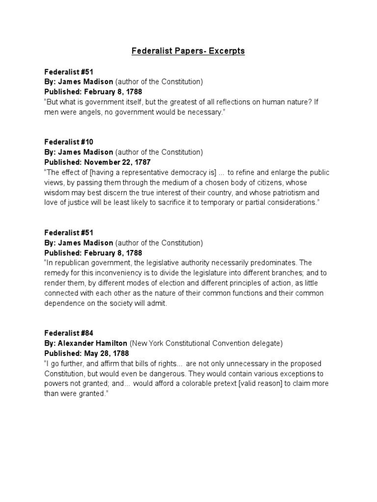 Federalist Papers | PDF